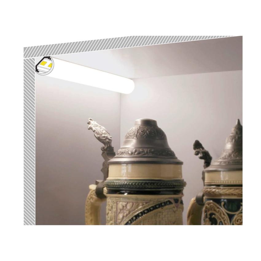 1m Aluminium Corner Profile with Round Cover for LED Strips up to 10 mm ...