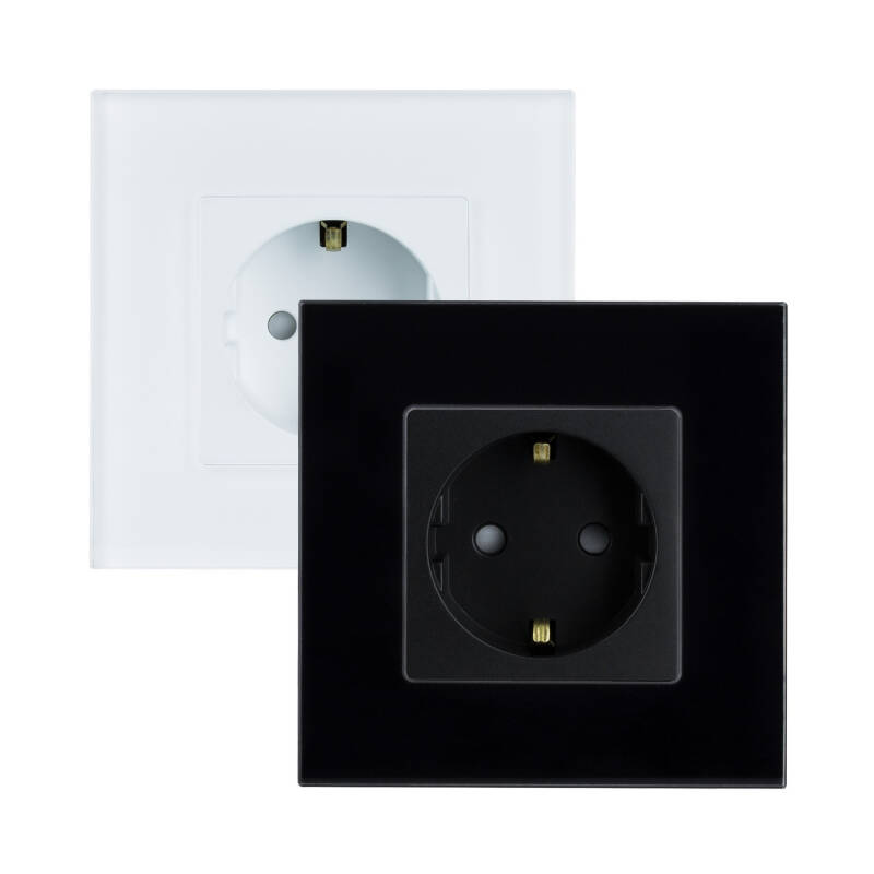 Stopcontact Schuko Modern F Type met Glazen Frame - Ledkia