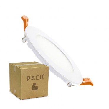 PACK Dalle LED Ronde Extra-Plate 6W (4 Un) - Ledkia