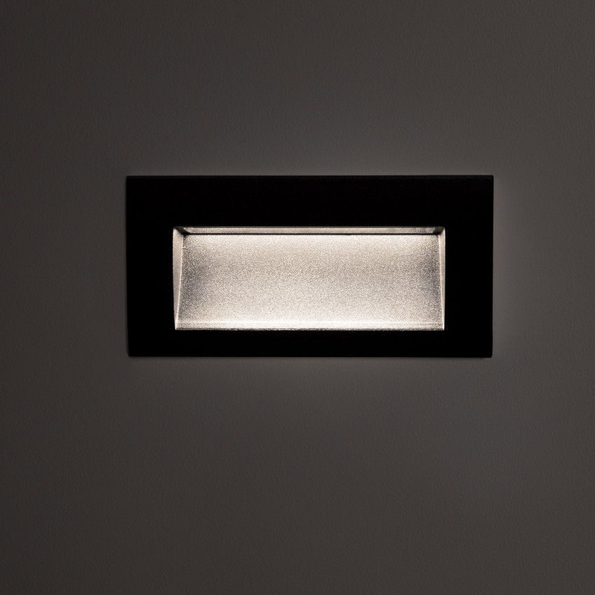 4W Elin Outdoor Rectangular Recessed Black LED Wall Light - Ledkia