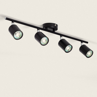 Albus Black 4 Spotlight Metal Directional Ceiling Lamp - Ledkia