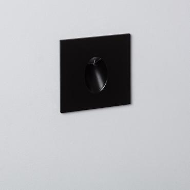 1W Adam Square Recessed Wall Spotlight in Black - Ledkia
