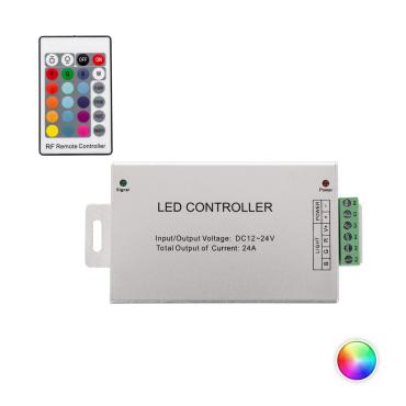 12/24V RGB LED Strip Controller with High Power RF Remote 24A - Ledkia