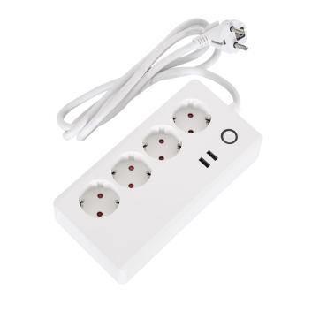 Steckerleiste mit 4 Steckdosen Typ F Schuko + 2 x USB WiFi - Ledkia