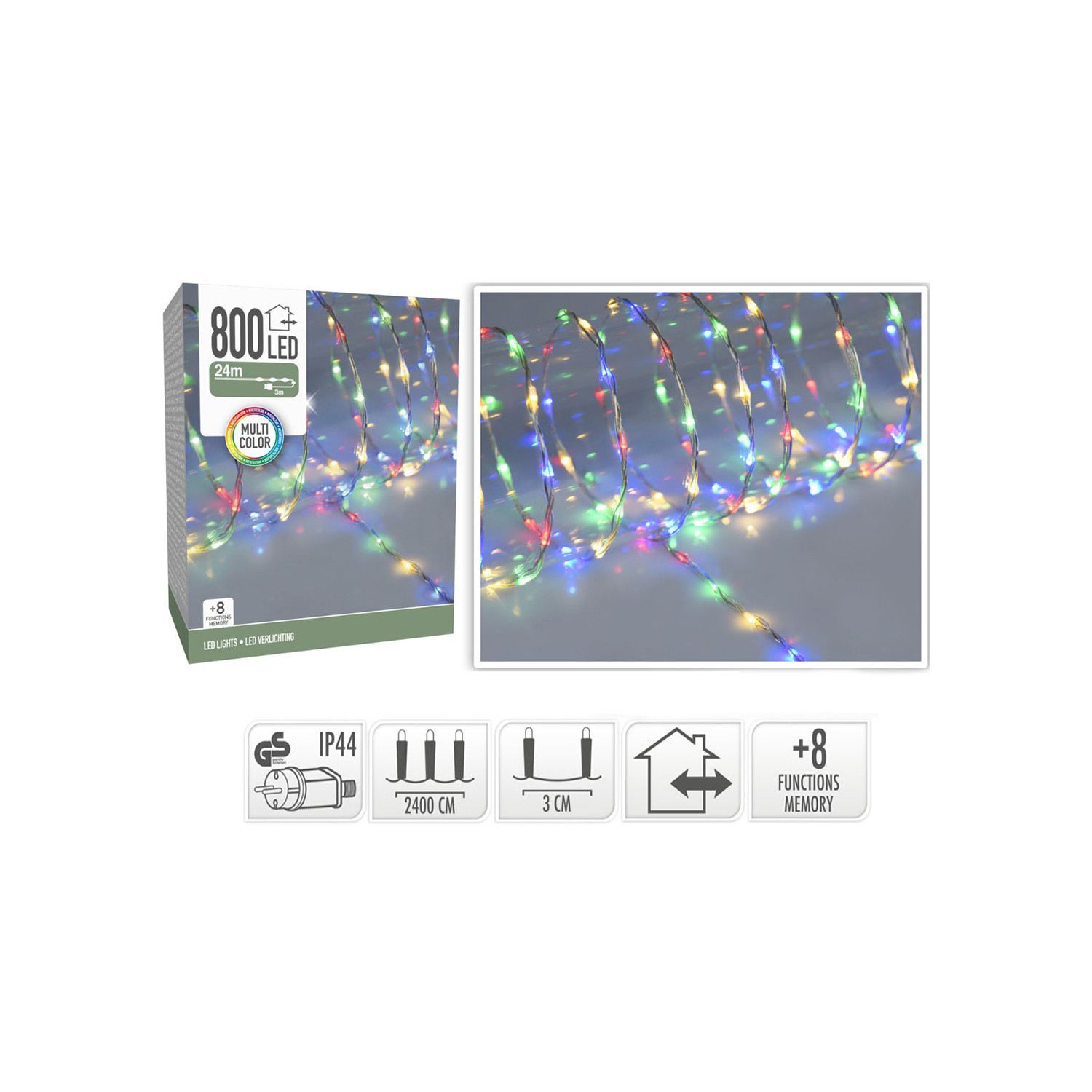 LED-Girlande Außen Transparent RGB 24m - Ledkia