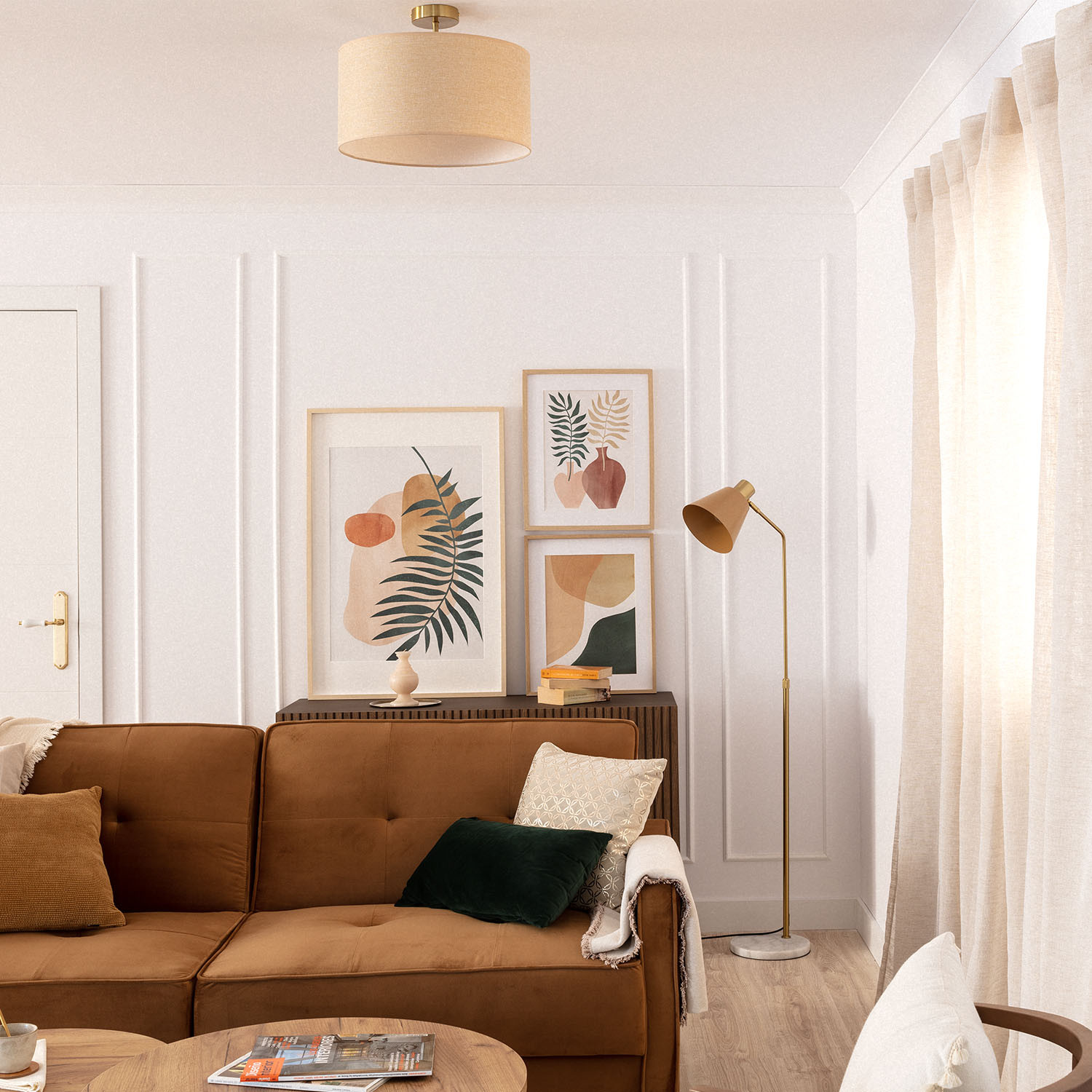 Quiton Metal & Fabric Ceiling Lamp - Ledkia